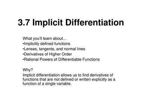 Ppt 3 7 Implicit Differentiation Powerpoint Presentation Free Download Id 4315333