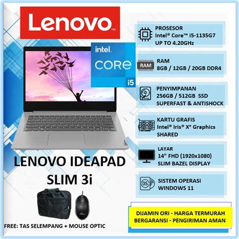 Jual Laptop Lenovo Ideapad Slim I Intel I Gb Gb Ssd Windows Home Shopee Indonesia