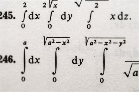 mathematical formulas and equations in textbooks featuring integrals