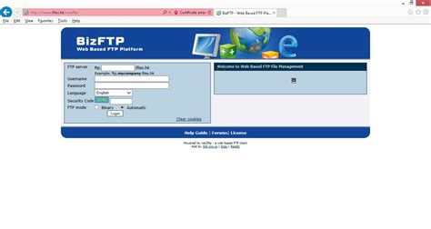How To Use Web Based Ftp Connect To Bizftp Server Website Solution Knowledge Base