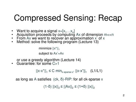 Lecture 15 Sparse Recovery Using Sparse Matrices Ppt Download