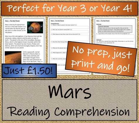lks2 science mars reading comprehension activity teaching resources