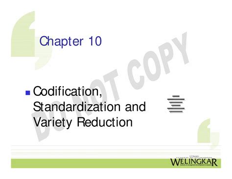 Chapter 10 Codification Standardization And Variety Reduction Chapter