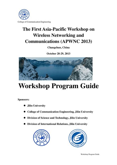 Workshop Program Guide Summaries Wireless Networking Docsity