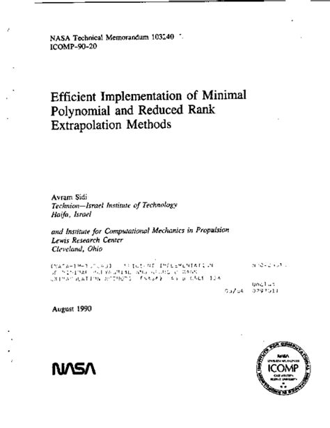 Pdf Efficient Implementation Of Minimal Polynomial And Reduced Rank Extrapolation Methods