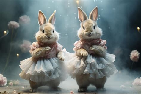An Ethereal Portrayal Of Bunnies Engaged In A Ballet Of Soft Movements