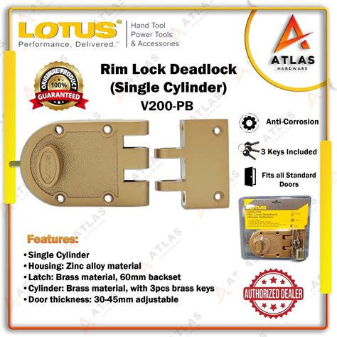 Lotus V200 Pb Rim Lock Deadlock Single Cylinder Shopee Philippines
