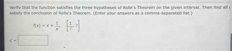 solved verify that the function satisfies the three
