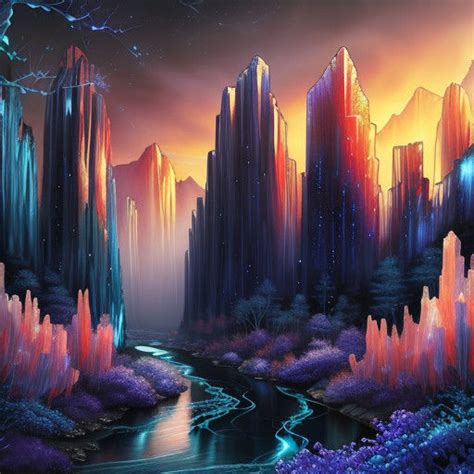 River Of Sapphire Dreaming Through Crystal Forest Ai Art