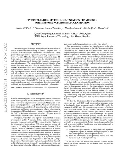 Speechblender Speech Augmentation Framework For Mispronunciation Data Generation Deepai Speechblender Speech Augmentation Framework For Mispronunciation Data Generation Deepai