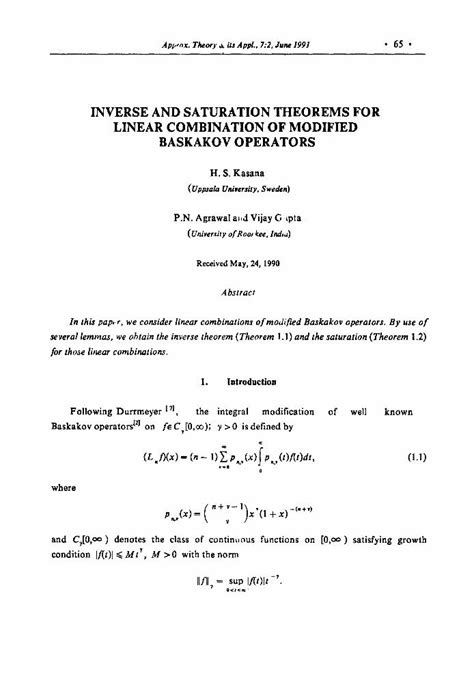 Pdf Inverse And Saturation Theorems For Linear Combination Of