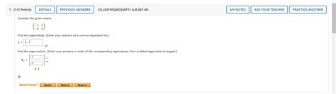 Solved Find The Eigenvectors Enter Your Answers In Order Chegg