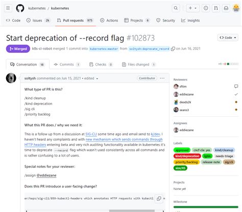 Kubernetes K8s Opensource Issue 리뷰 Record Flag Deprecate
