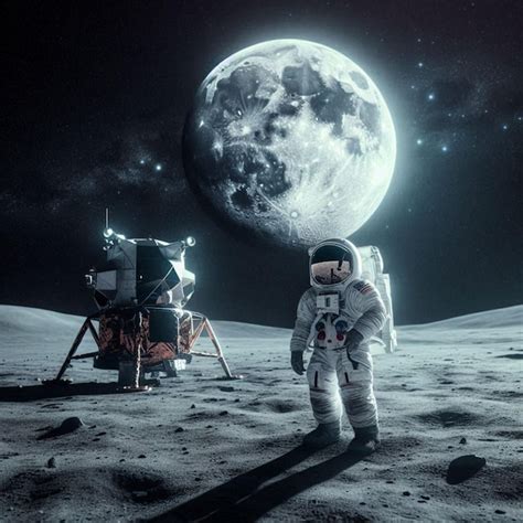 An Astronaut On The Moon With A Space Suit On Premium Ai Generated Image