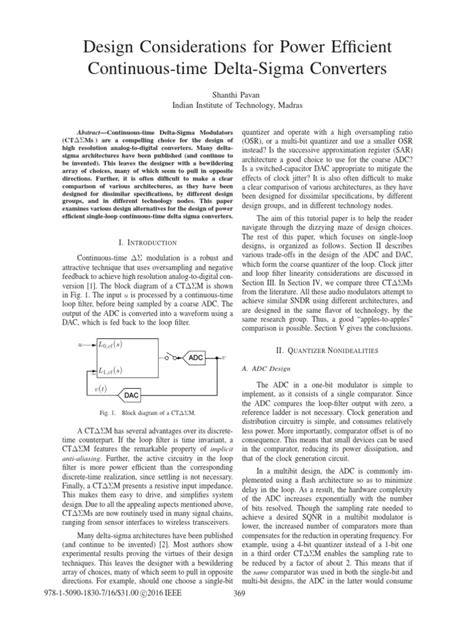 Shanthi Pavan Ct Dsm Design Considerations 2016 Pdf Analog To