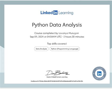 Lavanya Murugan On Linkedin Python Dataanalysis Linkedinlearning