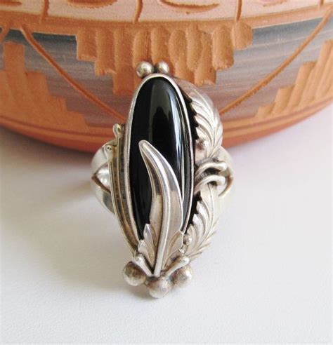 Sterling Silver Native American Navajo Onyx Ring