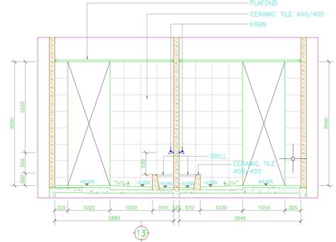 Toilet Wall Elevation Design Is Given In Autocad 2d Drawing Cad File