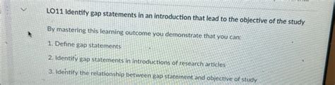 Solved Lo11 Identify Gap Statements In An Introduction That