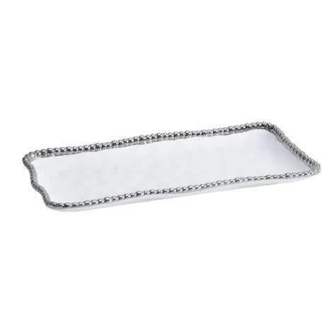 Medium Rectangle Tray Silver Edge We Wrap
