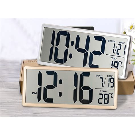 Большие цифровые настенные часы с ЖК экраном и подставкой для рабочего стола с датой и датой