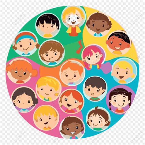 Bilog Ng Mga Bata Na May Maliliit Na Mukha Sa Kanila Clipart Vector