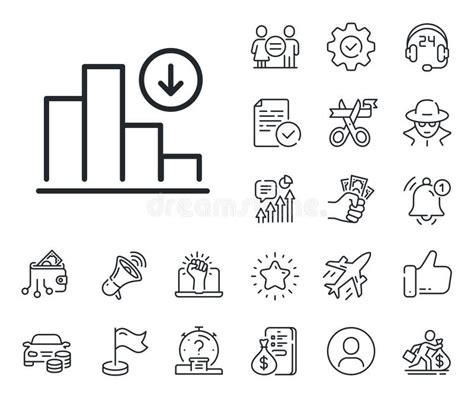Decreasing Graph Line Icon Crisis Chart Sign Salaryman Gender Equality And Alert Bell Vector