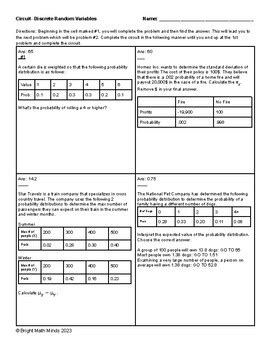 Circuit Discrete Random Variables By Bright Math Minds TPT