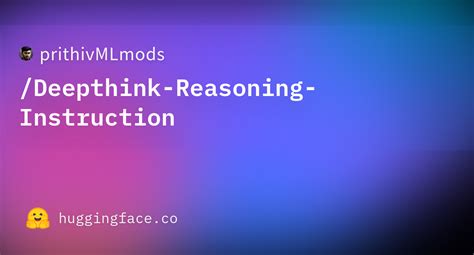 Prithivmlmodsdeepthink Reasoning Ins · Datasets At Hugging Face