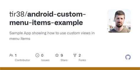 Github Tir38android Custom Menu Items Example Sample App Showing How To Use Custom Views In