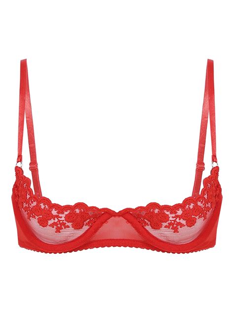 Haitryli Womans Lace Sheer Push Up Shelf Bra Lingerie Underwired