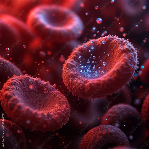 Microscopic View Of Red Blood Cells In Circulation Erythrocytes Shown