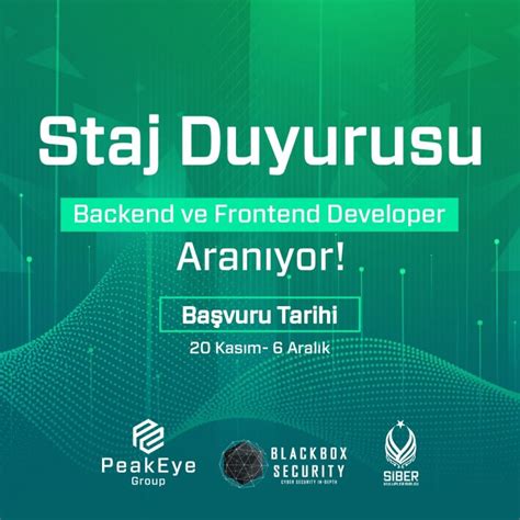 stajyer backend ve frontend developer aranıyor peakeye group