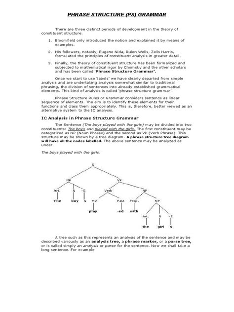 Phrase Structure Grammar Pdf Phrase Onomastics