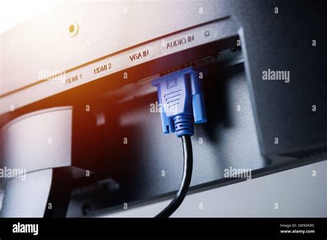 Blue VGA Video Graphics Array Connector And Cable Used To Transfer Analog Signal This Cable