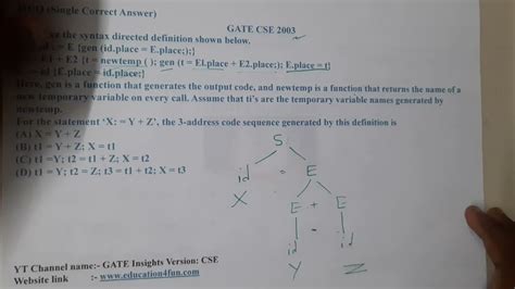 Gate Cse 2003 Youtube