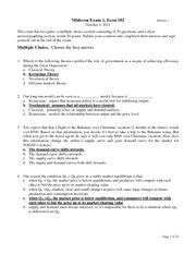 Econ 102 Practice Midterm Exam Answers Midterm Exam 1 Econ 102 Version 1 October 3 2011 This