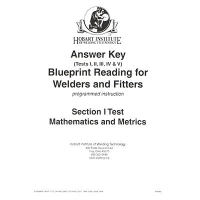 Blueprint Reading For Welders And Fitters Keys To Test Hobart Institute Of Welding Technology