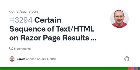 Certain Sequence Of Texthtml On Razor Page Results In Error Rzc