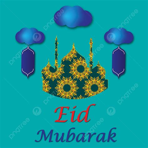 Eid Mubarak With Mooshque Tree Cloud Lamp Background Images Hd