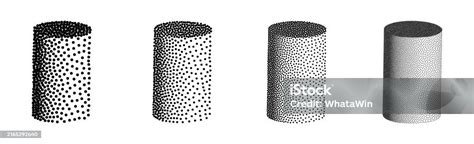 하프톤 도트 워크 스타일의 3d 실린더 세트입니다 벡터 일러스트 레이 션 0명에 대한 스톡 벡터 아트 및 기타 이미지 0명 3차원 형태 가리키기 Istock