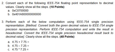 Solved 2 Convert Each Of The Following Ieee 754 Floating