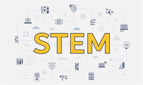 Stem Science Technology Engineering Math Concept With Icon Set Template