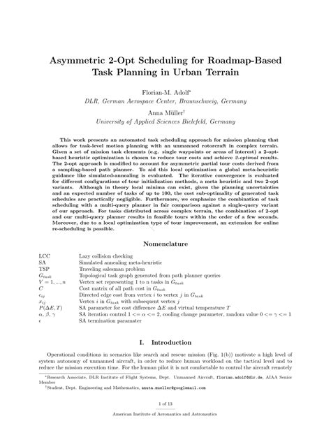Pdf Asymmetric 2 Opt Scheduling For Roadmap Based Task Planning In