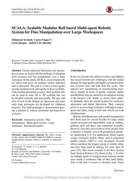 Scala Scalable Modular Rail Based Multi Agent Robotic System For Fine Manipulation Over Large