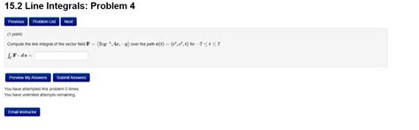 solved 15 2 line integrals problem 4 previous problem list
