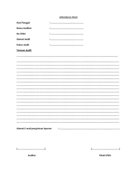 Attendence Sheet Pdf
