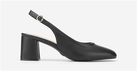 Round Toe Block Heel Slingbacks Hig 0719 Black Vascara