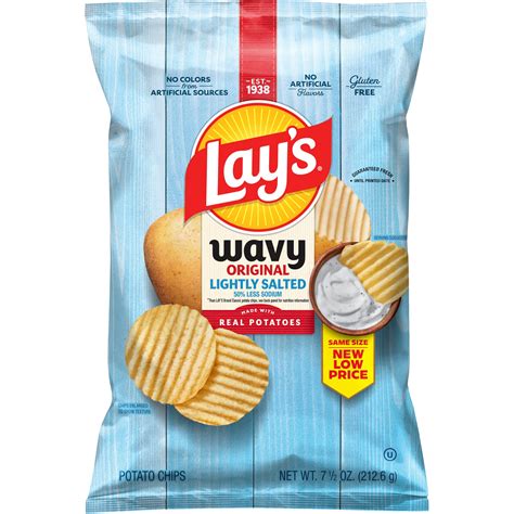 Lays Wavy Potato Chips 75 Ounce Bag Lightly Salted Snack