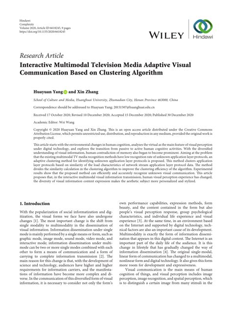 Pdf Interactive Multimodal Television Media Adaptive Visual Communication Based On Clustering